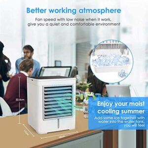 Portable Air Conditioner, Mini Evaporative Air Cooler, Personal Air Conditioner Misting Fan with 3 Wind Speeds Touch Screen Small Desktop Cooling Fan for Home, Bedroom, Office, Dorm, Car, Camping Tent