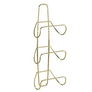 mDesign Metal Wall Mount 3 Level Bathroom Towel Rack Holder & Organizer - for Storage of Washcloths, Hand Towels - Use in Guest, Master, Kid's Bathrooms - Soft Brass