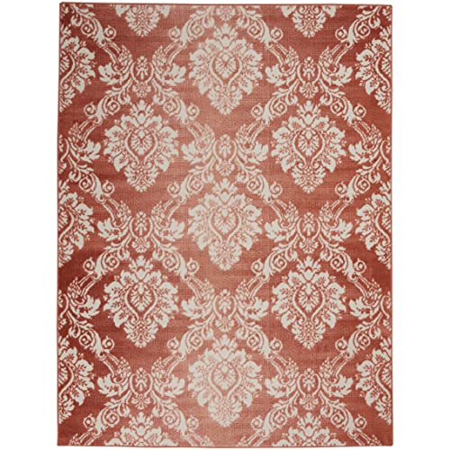 Nourison Elation Floral Ivory Grey 5'3" x 7'3" Area -Rug, Easy -Cleaning, Non Shedding, Bed Room, Living Room, Dining Room, Kitchen (5x7)