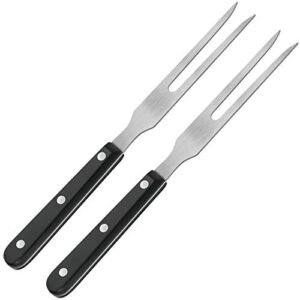 2 pieces carving fork pot forks stainless steel meat serving fork with plastic handle 10.6 inch serving grill fork black handle barbecue fork for bbq kitchen turkey roast dinner party festival