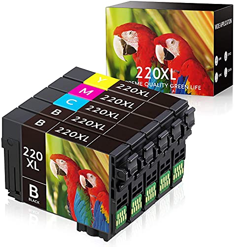 SEOKOK Remanufactured Ink Cartridge Replacement for Epson 220 XL 220XL T220XL, Used for WF-2760 WF-2750 WF-2630 WF-2650 WF-2660 XP-320 XP-420 XP-424 Printer,5Pack