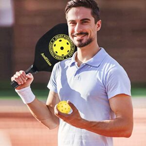 Amicoson Pickleball Paddles - Pickleball Set of 4 Paddles, Indoor & Outdoor Pickleball Balls, Pickleball Paddle Set of 4 Wood Pickleball Racket Ergonomic Cushion Grip, 8 Pickleball Balls & 1 Carry Bag