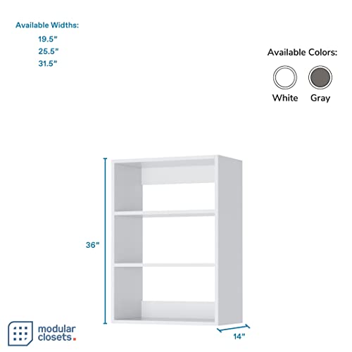 Closet Shelves - Modular Closet System with Shelving - Corner Closet System - Closet Organizers and Storage Shelves (White, 25.5 inches Wide) Closet Shelving