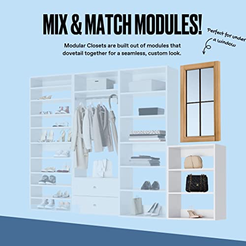 Closet Shelves - Modular Closet System with Shelving - Corner Closet System - Closet Organizers and Storage Shelves (White, 25.5 inches Wide) Closet Shelving