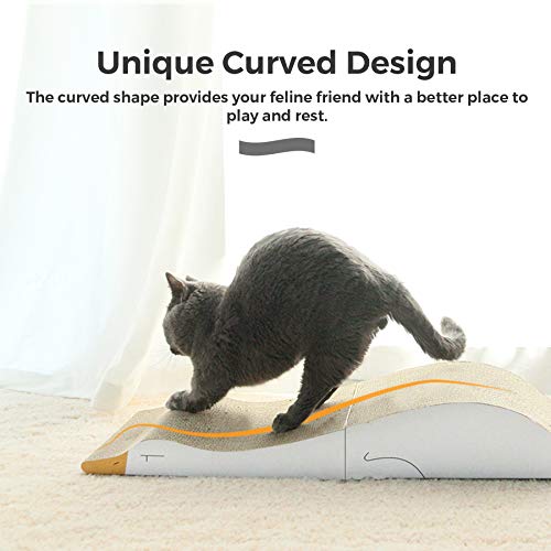 MSBC Duck-Shaped Cat Scratch Pad, Cardboard Cat Scratcher, Wave Curved Scratching Pad, Corrugated Scratching Bed Lounge for Indoor Cats Kitten Kitty, Protecting Furniture, Reversible, Foldable