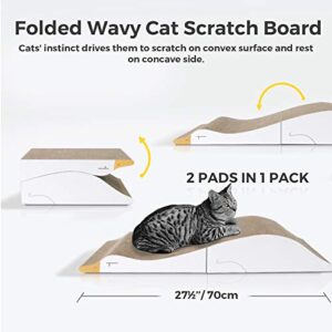 MSBC Duck-Shaped Cat Scratch Pad, Cardboard Cat Scratcher, Wave Curved Scratching Pad, Corrugated Scratching Bed Lounge for Indoor Cats Kitten Kitty, Protecting Furniture, Reversible, Foldable