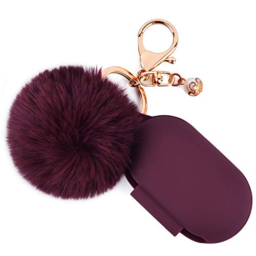 Filoto Silicone Case for Samsung Galaxy Buds Plus Case/Galaxy Buds Case with Pom Pom Keychain Protective Cover Galaxy Earbuds Accessory (Burgundy)