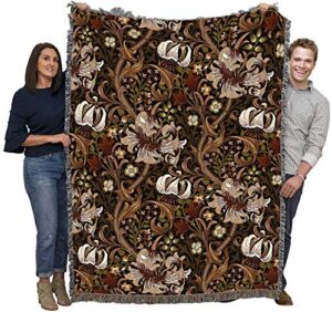 pure country weavers william morris golden lily sienna blanket - arts & crafts - gift tapestry throw woven from cotton - made in the usa (72x54)