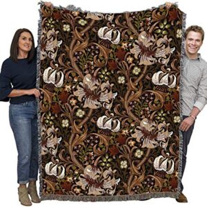 Pure Country Weavers William Morris Golden Lily Sienna Blanket - Arts & Crafts - Gift Tapestry Throw Woven from Cotton - Made in The USA (72x54)