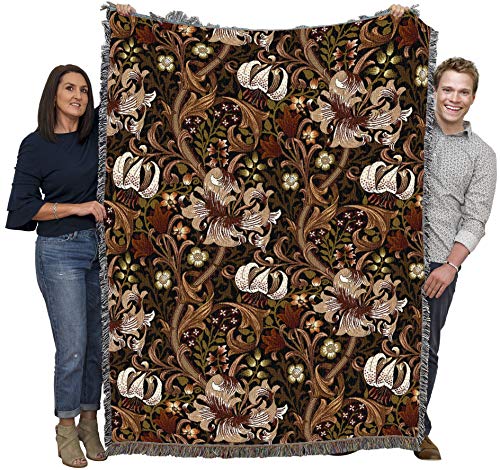 Pure Country Weavers William Morris Golden Lily Sienna Blanket - Arts & Crafts - Gift Tapestry Throw Woven from Cotton - Made in The USA (72x54)