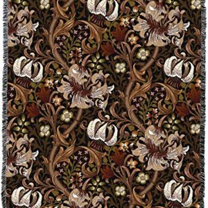 Pure Country Weavers William Morris Golden Lily Sienna Blanket - Arts & Crafts - Gift Tapestry Throw Woven from Cotton - Made in The USA (72x54)