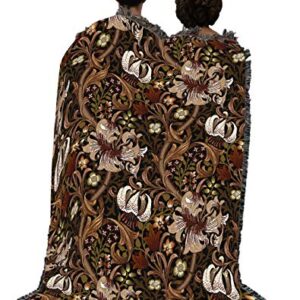 Pure Country Weavers William Morris Golden Lily Sienna Blanket - Arts & Crafts - Gift Tapestry Throw Woven from Cotton - Made in The USA (72x54)