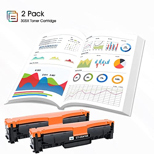 Cool Toner Compatible Toner Cartridge Replacement for HP 305A 305X CE410X CE410A Pro 400 M451dn M451nw M475dn M451dw m475dw 300 Color M351a M375nw Printer Ink (Black, 2 Pack)