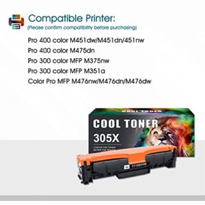 Cool Toner Compatible Toner Cartridge Replacement for HP 305A 305X CE410X CE410A Pro 400 M451dn M451nw M475dn M451dw m475dw 300 Color M351a M375nw Printer Ink (Black, 2 Pack)