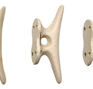 Nautical White Cast Iron Boat Cleat Wall Hooks, 3.5 Inches, Set of 3