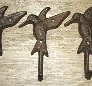 Antiques Vintage/Hooks Cast Iron/Coat Hook/Locker Rooms/Kitchens 3 Cast Iron Hummingbird Towel Hanger Coat Hat Hooks, Key Rack Garden Hook Bird