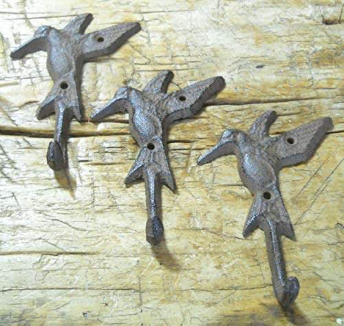 Antiques Vintage/Hooks Cast Iron/Coat Hook/Locker Rooms/Kitchens 3 Cast Iron Hummingbird Towel Hanger Coat Hat Hooks, Key Rack Garden Hook Bird