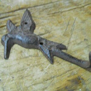 Antiques Vintage/Hooks Cast Iron/Coat Hook/Locker Rooms/Kitchens 3 Cast Iron Hummingbird Towel Hanger Coat Hat Hooks, Key Rack Garden Hook Bird