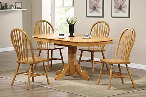 Sunset Trading Selections Arrowback Windsor Dining Side Chair in Light Oak Solid Wood Set of 2