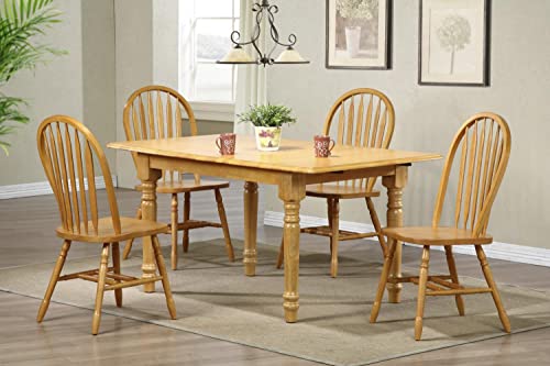 Sunset Trading Selections Arrowback Windsor Dining Side Chair in Light Oak Solid Wood Set of 2