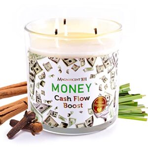 magnificent 101 money cash flow boost large glass candle 14oz