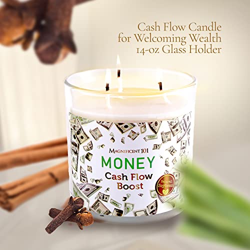 Magnificent 101 Money Cash Flow Boost Large Glass Candle 14oz