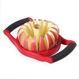 yyp apple slicer corer, stainless steel upgraded 16-slice sharp apple slice cutter large, ergonomic plastic handle non-slip easy grips, kitchen fruit divider prevent rust easy clean (red)