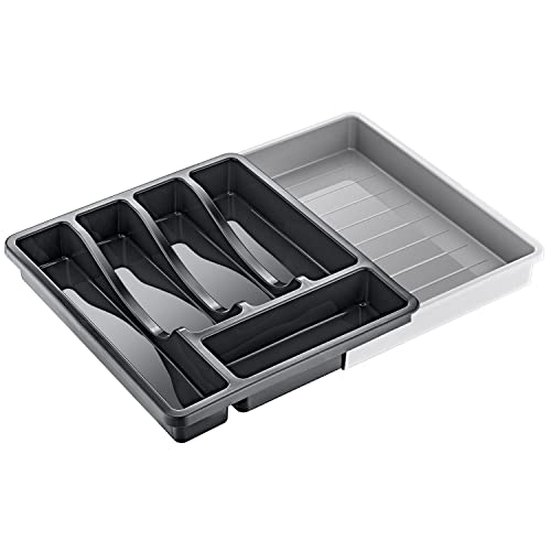 Boxup Adjustable Cutlery Tray Organizer Kitchen Drawer Tray, Large, Expandable from 11 to 21