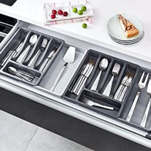 Boxup Adjustable Cutlery Tray Organizer Kitchen Drawer Tray, Large, Expandable from 11 to 21