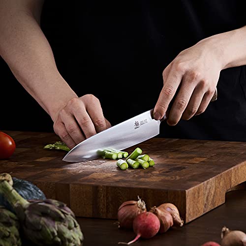 KYOKU 8 Inch Chef Knife - Daimyo Series - Professional Chef's Knife with Ergonomic Rosewood Handle and Mosaic Pin - Japanese 440C Stainless Steel Kitchen Knife with Sheath and Case