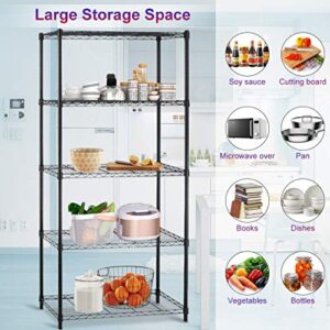 5-Tier Wire Shelving Unit NSF Height Adjustable Metal Storage Shelves, 1250 LBS Load Capacity, 36"x14"x72" Large Heavy Duty Commercial Grade Steel Utility Layer Shelf Rack Organizer for Kitchen Garage