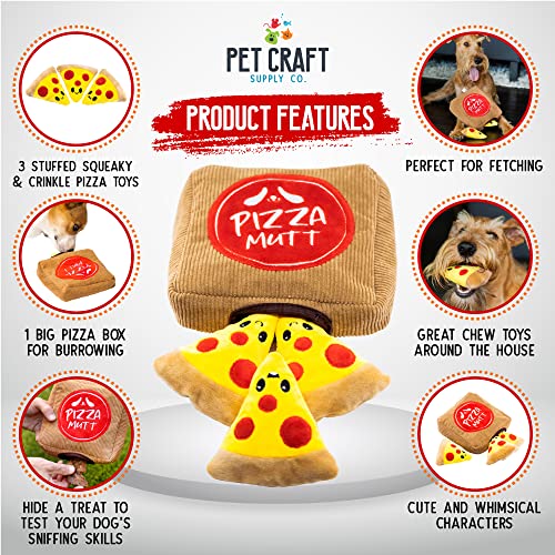 Pet Craft Supply Hide and Seek Plush Dog Toys Crinkle Squeaky Interactive Burrow Activity Puzzle Chew Fetch Treat Hiding Brain Stimulating Cute Funny Toy Bundle Pack for Small and Medium Dogs Puppies