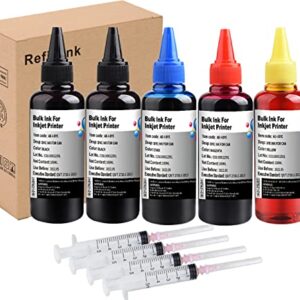 Ink Refill Kit 1005 ml for HP 950 951 932 933 60 61 952 902 901 62 63 21 22 920 940 934 564 711 970 971 94 95 96 Inkjet Printer Cartridges for Refillable Ink Cartridges with 4 Free Syringes