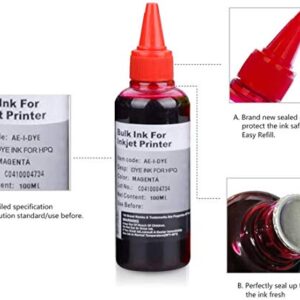 Ink Refill Kit 1005 ml for HP 950 951 932 933 60 61 952 902 901 62 63 21 22 920 940 934 564 711 970 971 94 95 96 Inkjet Printer Cartridges for Refillable Ink Cartridges with 4 Free Syringes