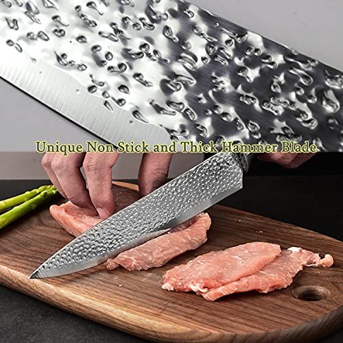 Kitchen Knives Set, Stainless Steel Knife Set with Novelty Acrylic Block, Sharp Cutlery Knife Set for Chef Cooking Cutting, Pink Color Knife