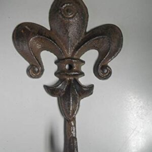 Antiques Vintage/Hooks Cast Iron/Coat Hook/Locker Rooms/Kitchens 3 Cast Iron Antique Style Rustic Fleur De Lis Coat Hooks Hat Hook Rack Towel #5