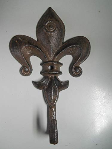 Antiques Vintage/Hooks Cast Iron/Coat Hook/Locker Rooms/Kitchens 3 Cast Iron Antique Style Rustic Fleur De Lis Coat Hooks Hat Hook Rack Towel #5