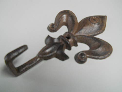 Antiques Vintage/Hooks Cast Iron/Coat Hook/Locker Rooms/Kitchens 3 Cast Iron Antique Style Rustic Fleur De Lis Coat Hooks Hat Hook Rack Towel #5