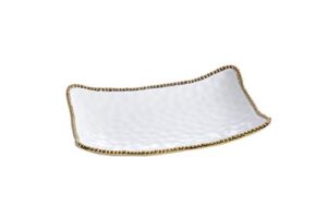 pampa bay porcelain rectangular serving platter tray (gold)