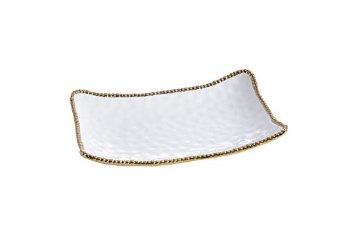 Pampa Bay Porcelain Rectangular Serving Platter Tray (Gold)