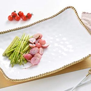 Pampa Bay Porcelain Rectangular Serving Platter Tray (Gold)