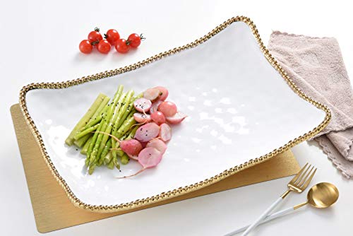 Pampa Bay Porcelain Rectangular Serving Platter Tray (Gold)