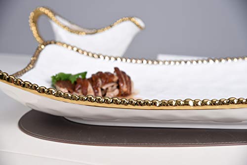 Pampa Bay Porcelain Rectangular Serving Platter Tray (Gold)