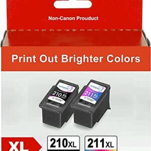 for Canon 210 and 211 Ink cartridges XL QUEENPRINT PG 210XL CL 211XL Ink Cartridges for Cannon PIXMA MP230 MP240 MP250 MP260 MP270 MP490 MP495 MX320 IP2700 IP2702 Printer(Black PG210, Color CL211)