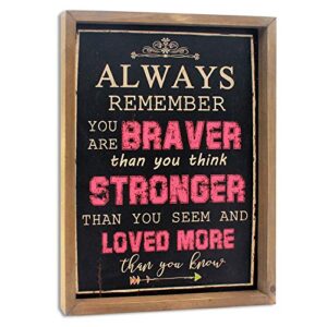 wartter 11.8x15.8 inches always remember you are braver than you think wood framed wall art decorative sign.