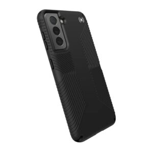 speck products presidio2 grip samsung galaxy s21 5g case, black/black/white