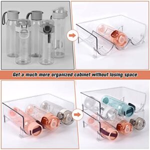 Plastic Stackable Wine & Water Bottle Organizer - Pantry Organizer and Cabinet Organizer - Each Rack Holds 3 Containers, 2 Pack - Clear