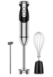 3-in-1 immersion hand blender, powerful 800 watt 12-speed stick blender with sturdy titanium plated stainless steel blades