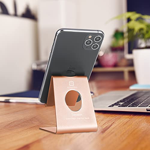 Toiyason Cell Phone Stand Desk Phone Holder, Cradle, Dock, Compatible with All 4-8inch Phones, Office Kitchen Traveling Accessories T1 Rose Gold