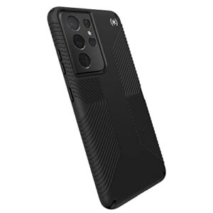 speck products presidio2 grip samsung galaxy s21 ultra 5g case, black/black/white